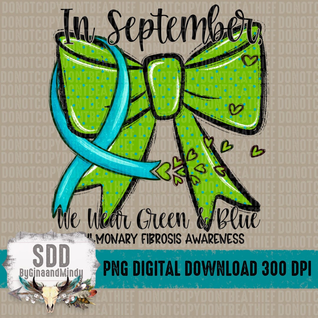 Pulmonary Fibrosis Awareness PNG | Trendy, Bow, Ribbon, Green, Blue ...