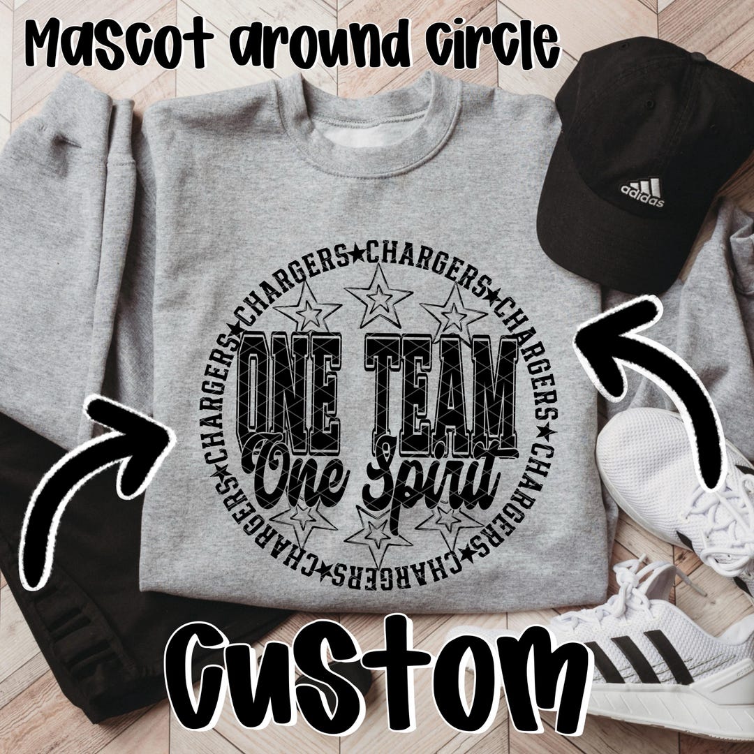 Custom One Team One Spirit PNG | School Mascot Personalized Sport ...