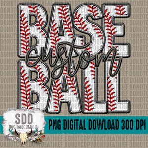 Baseball Custom PNG | Faux Embroidery, Trendy, Name, Mascot, Team ...