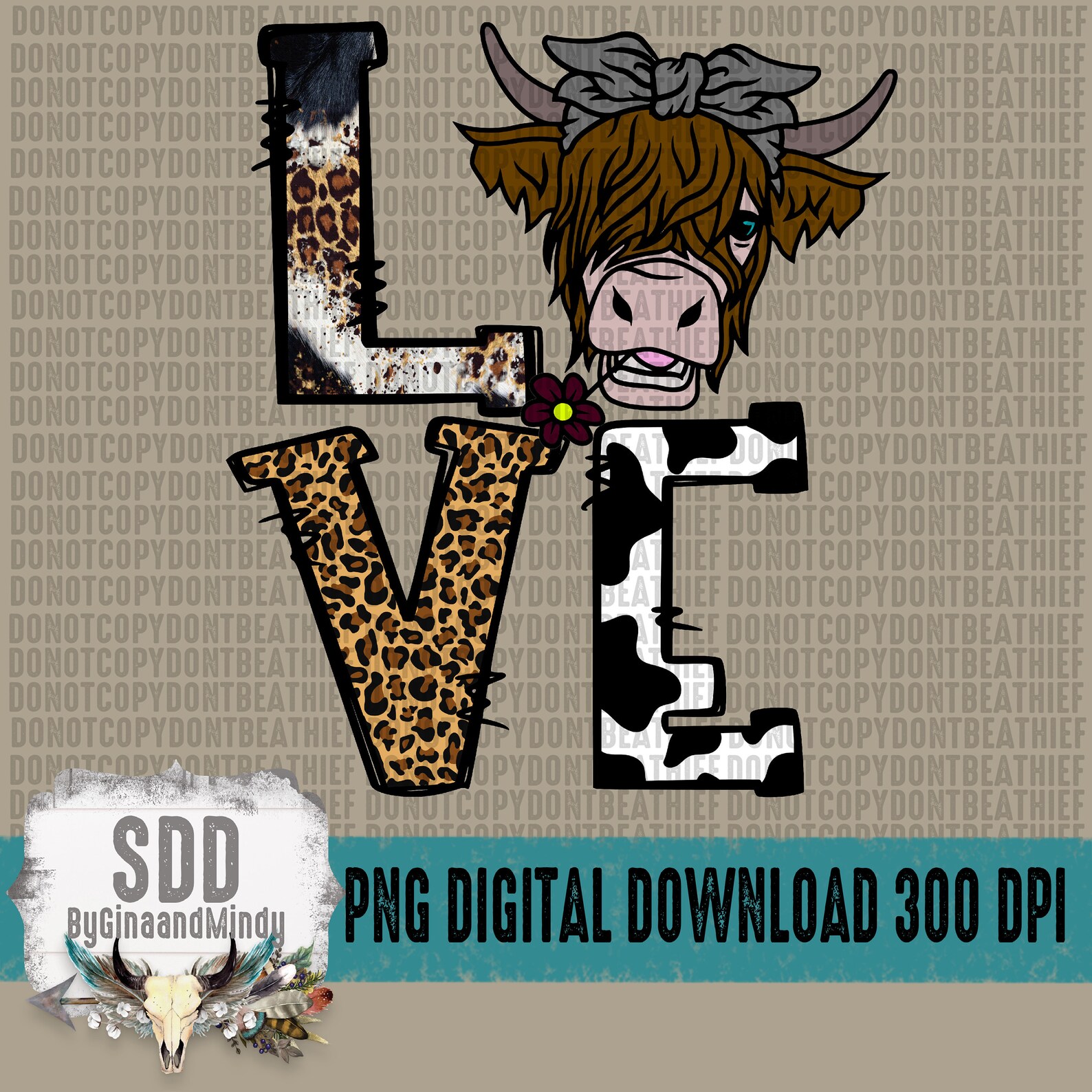 Cowhide and Leopard Highland Cow PNG Print Sublimation - Etsy