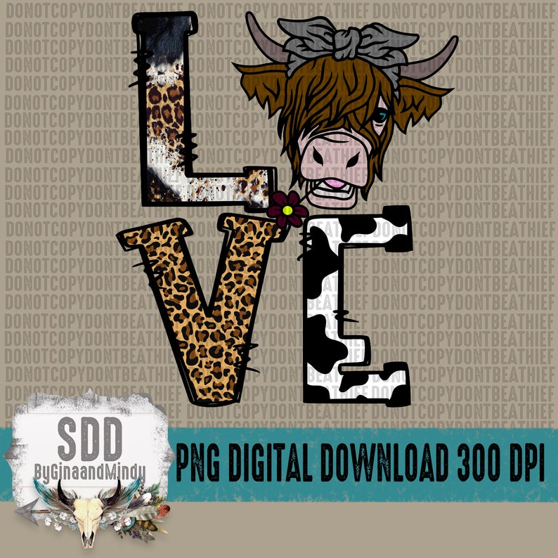 Cowhide and Leopard Highland Cow PNG Print Sublimation - Etsy