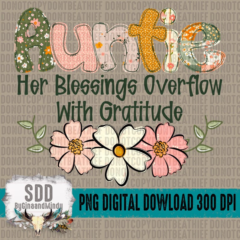 Auntie PNG | Trendy, Doodle Letters, Blessings, Floral, Spring, Boho ...