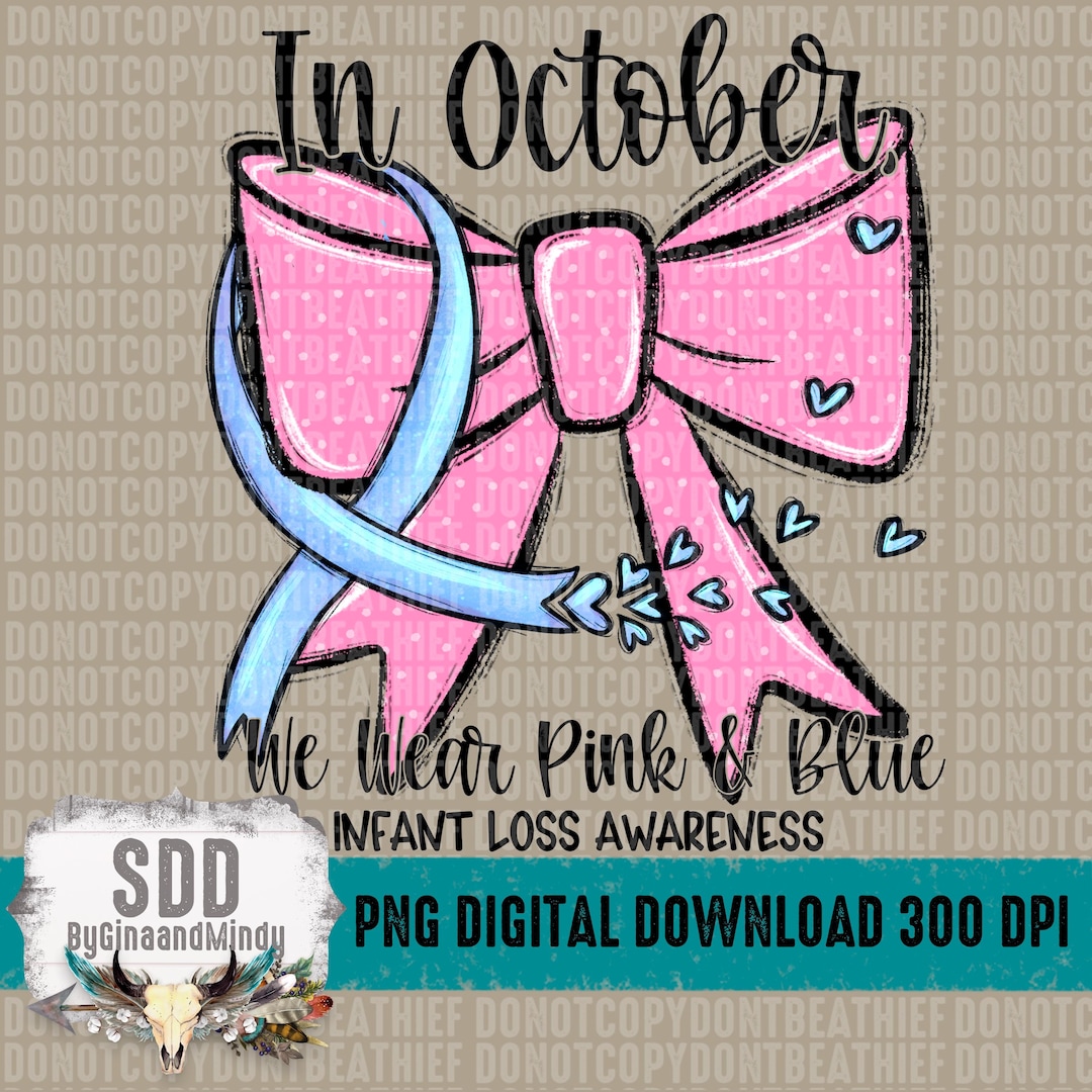 Infant Loss Awareness PNG | Trendy, Bow, Ribbon, Pink, Blue, October ...
