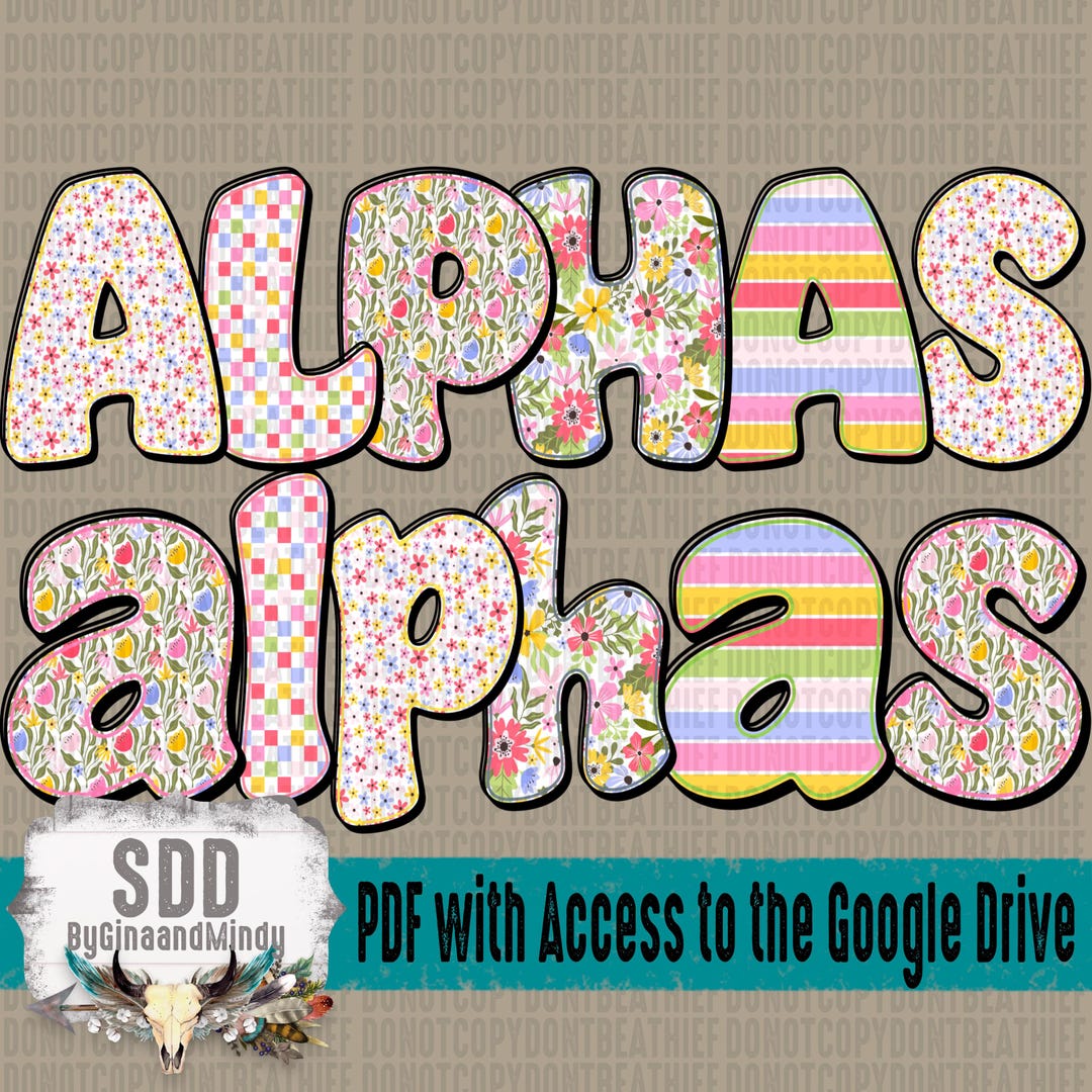 Spring Doodle Alpha PNG Bundle Set | Flower, Flowers, Checkered, Floral ...