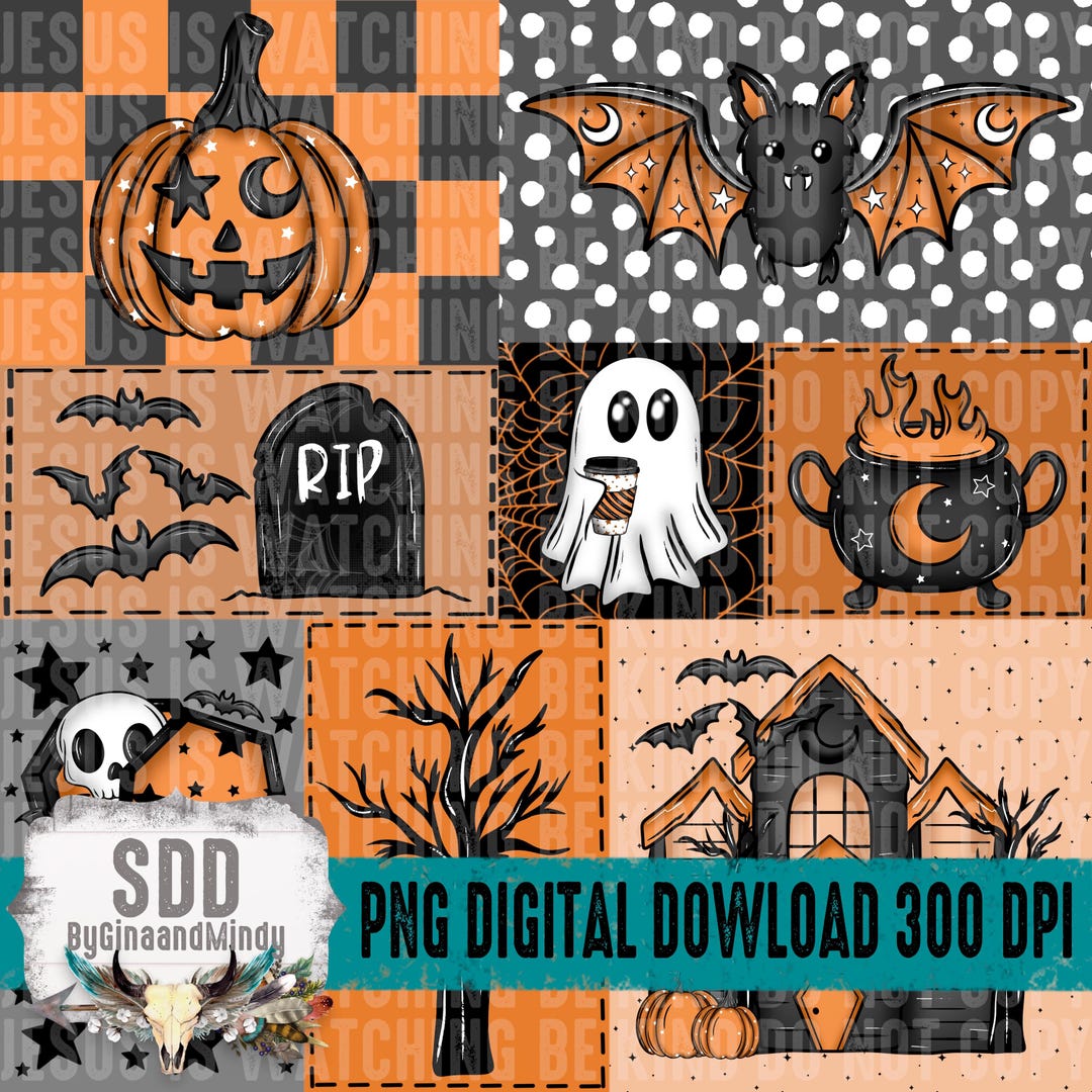 Spooky Patchwork Seamless PNG | Checkered, Trendy, Ghost, Halloween ...