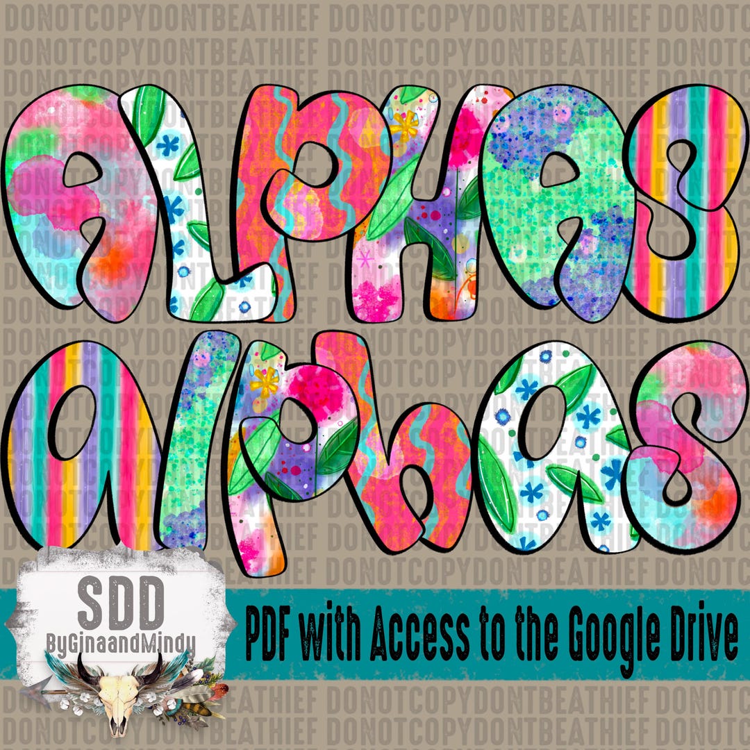 Watercolor Whimsy Doodle Alpha PNG Bundle Set | Doodle Letters, Dots ...