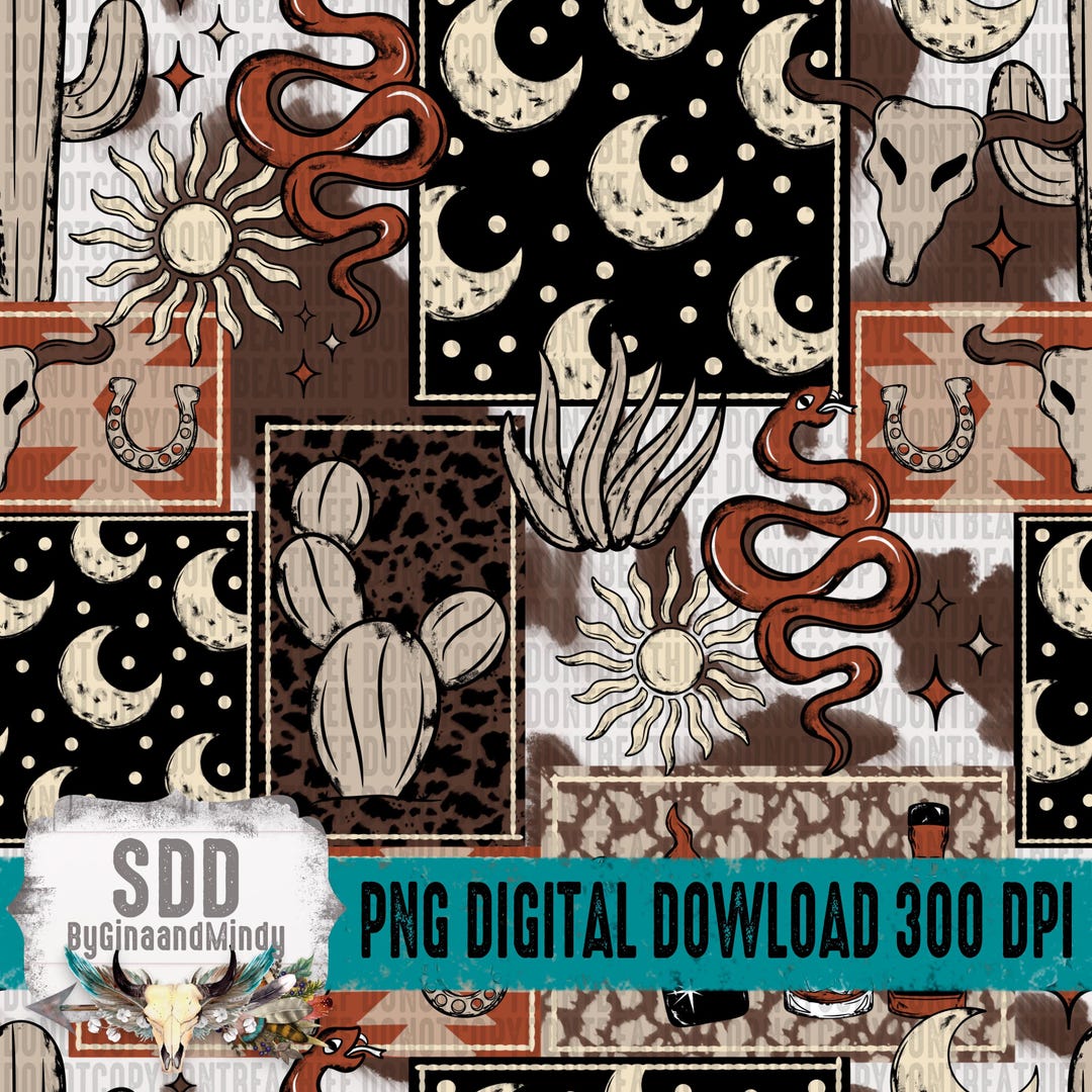 Western Seamless PNG | Desert, Southern, Country, Trendy | Fabric ...