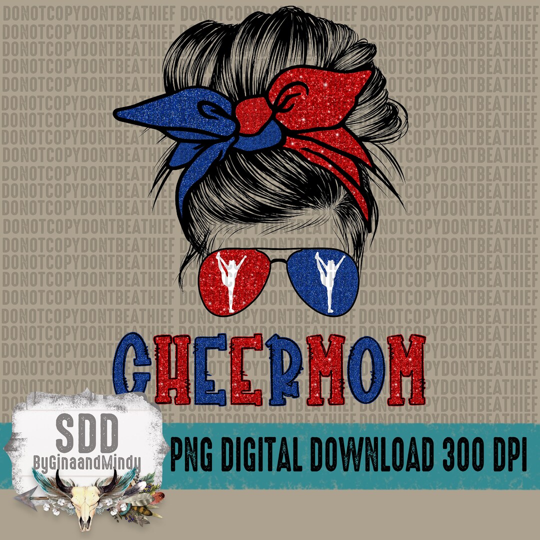 Cheer Mom PNG, Print, Sublimation, Messy Bun, Cheerleading, Cheer, Mom ...
