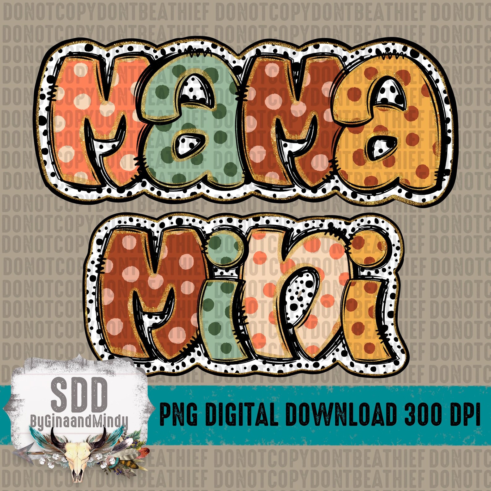 Mama Mini PNG Bundle Doodle Letters, Fall, Autumn, Dots, Mommy, Me ...