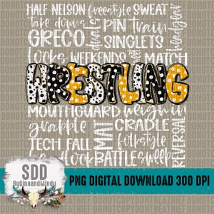 Wrestling Doodle Word Art PNG Bundle School, Pin, Win, Wrestle ...