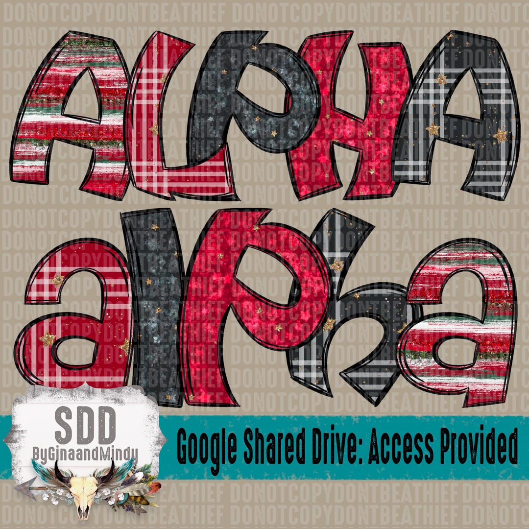 Classy Christmas Doodle Alpha Set | Letters, Doodles, Plaid, Glitter ...