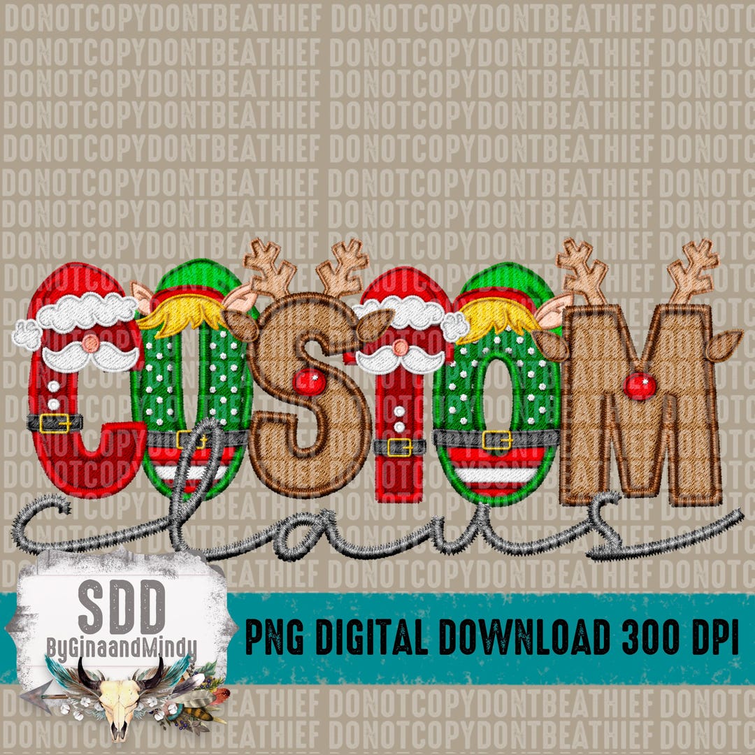 Christmas Custom Name PNG | Personalize, Faux Embroidery, Holidays ...
