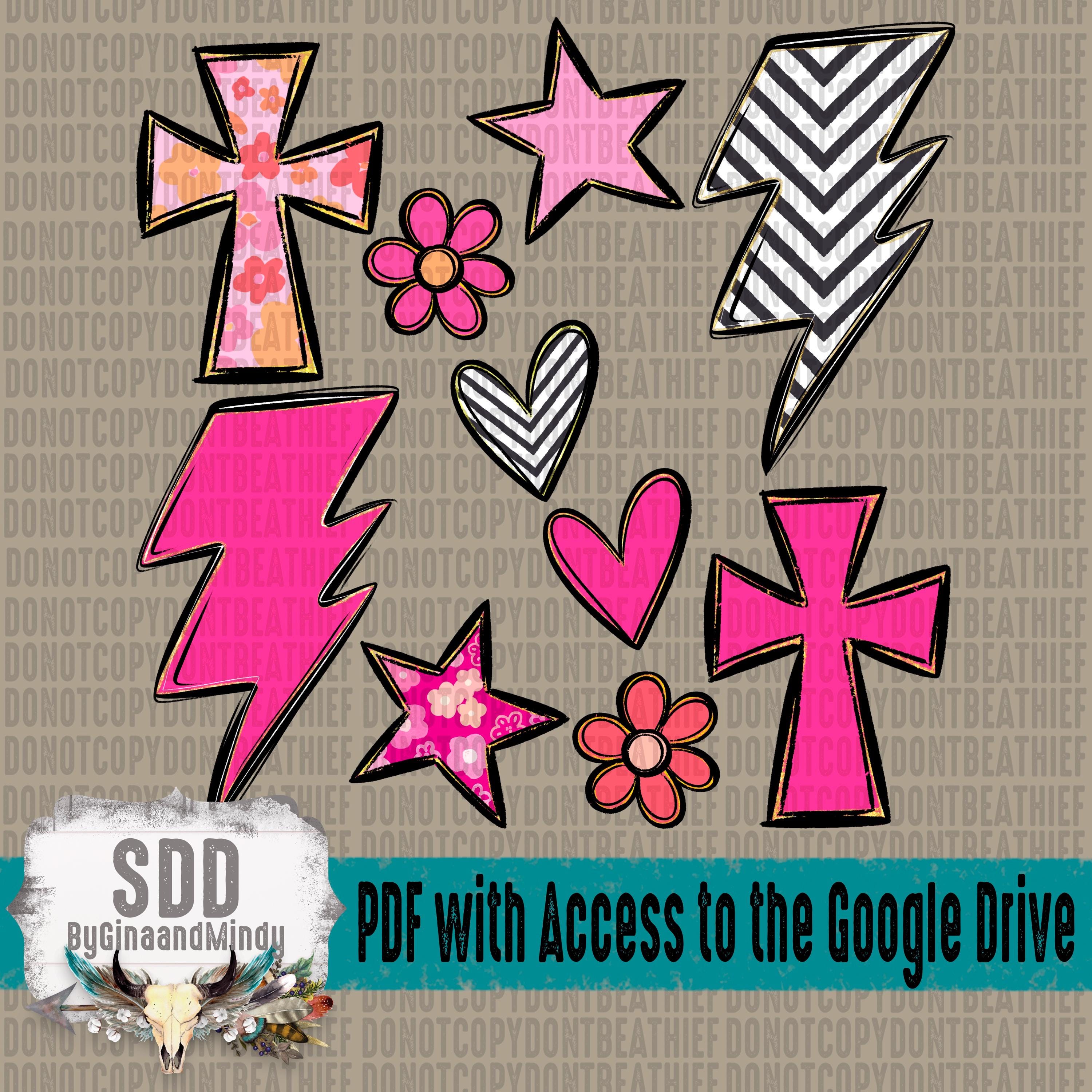 Doodle Alpha PNG Bundle Set | Doodle Letters, Summer, Hot Pink, Stars ...