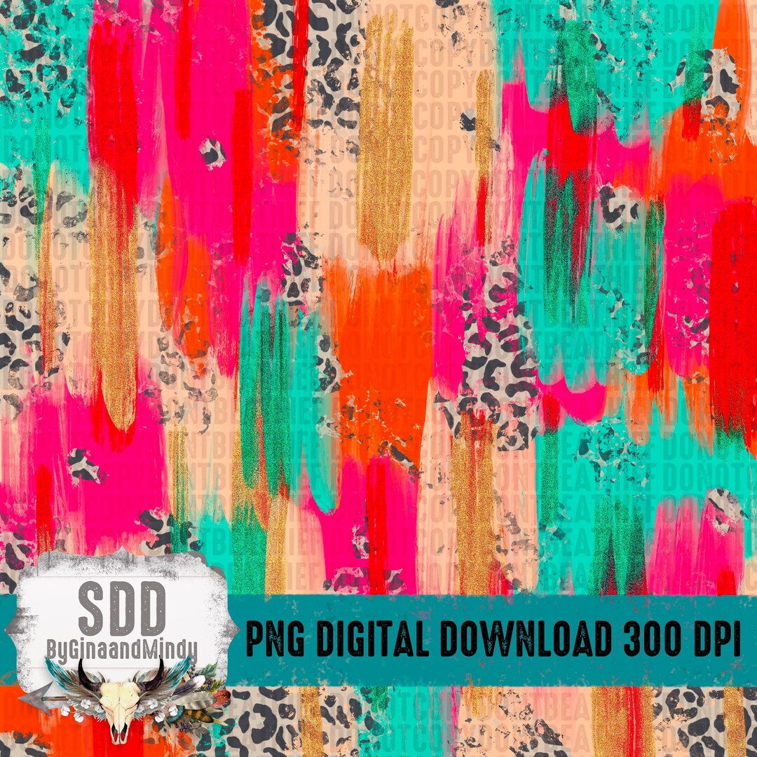 Leopard Colorful Brush Strokes PNG | Commercial, Glitter, Messy Paint ...