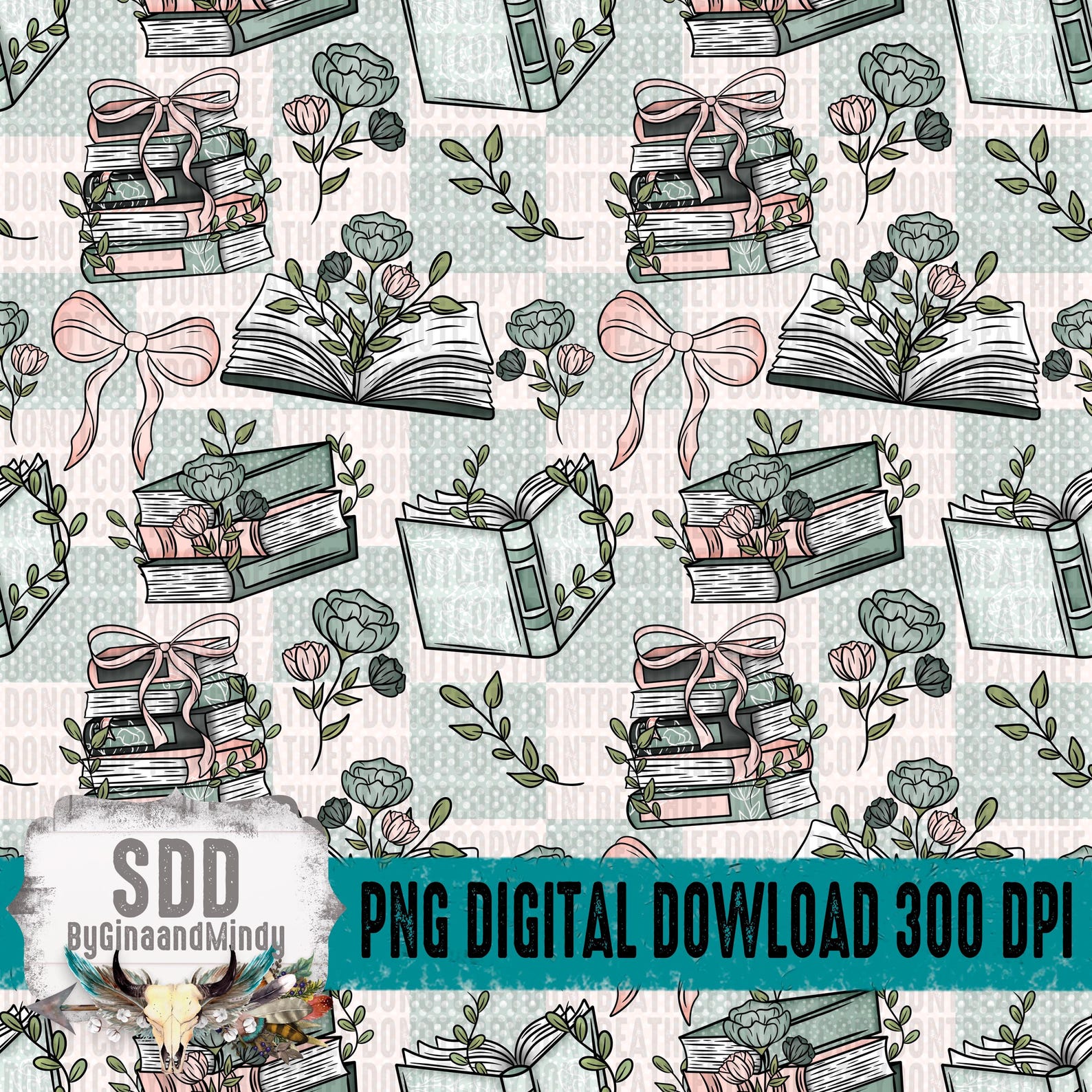 Books & Florals Seamless PNG | Read, Reader, Reading, Book, Books ...