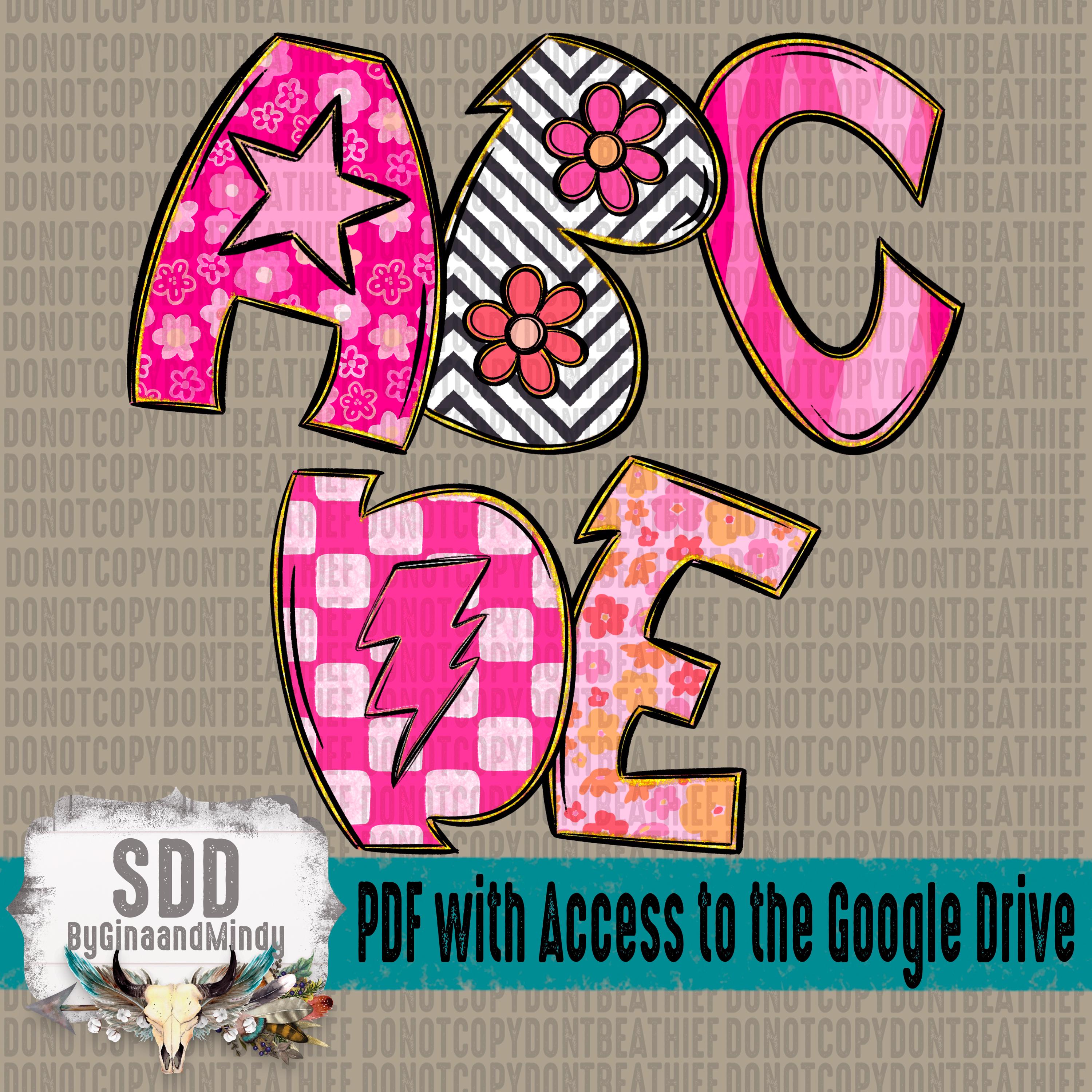 Doodle Alpha PNG Bundle Set | Doodle Letters, Summer, Hot Pink, Stars ...