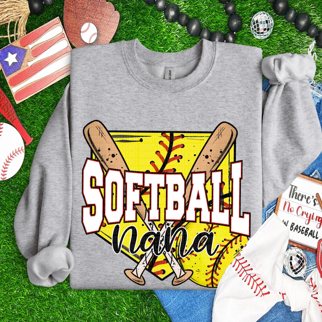 Softball Nana PNG | School, Softball, Sport Design, Plate, Ball, Bats ...