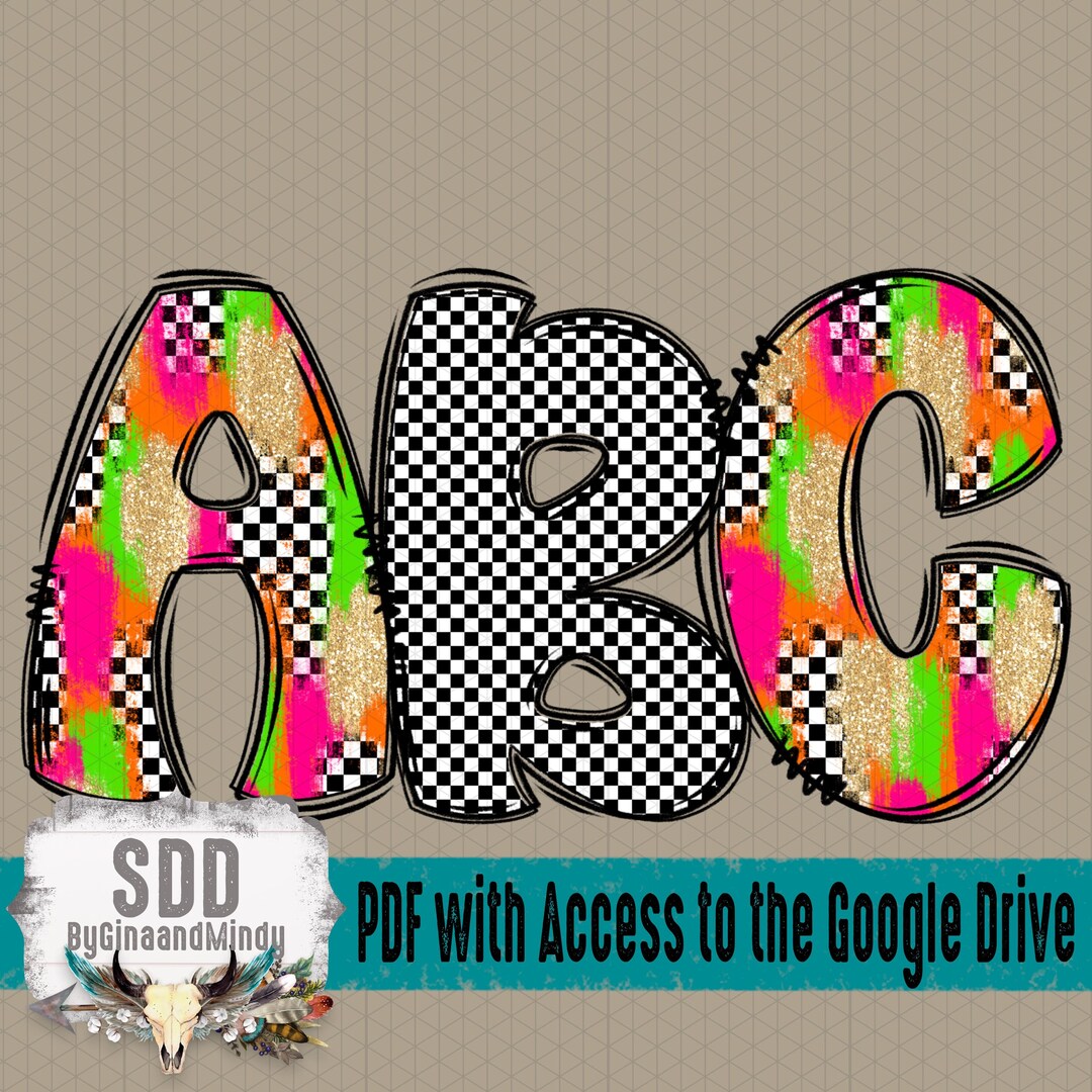 Checkered Alphabet PNG Bundle, Colorful Checkerboard Alpha Set, Funky ...