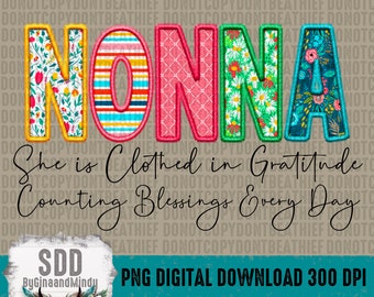 Gigi PNG Faux Embroidery, Gratitude, Blessings, Spring, Floral, Faith ...