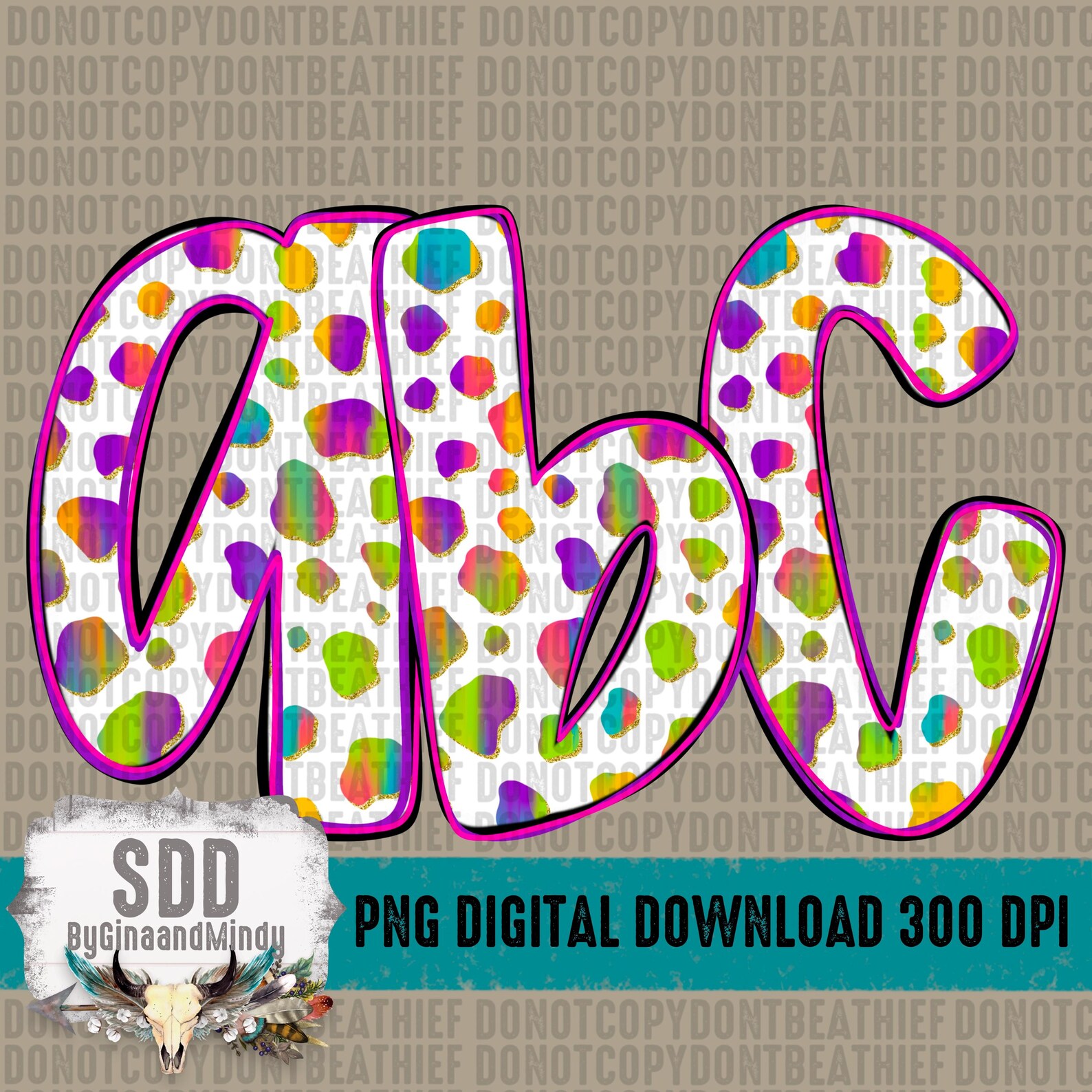 Colorful Brush Strokes and Leopard Doodle Alpha PNG Bundle Set | Doodle ...
