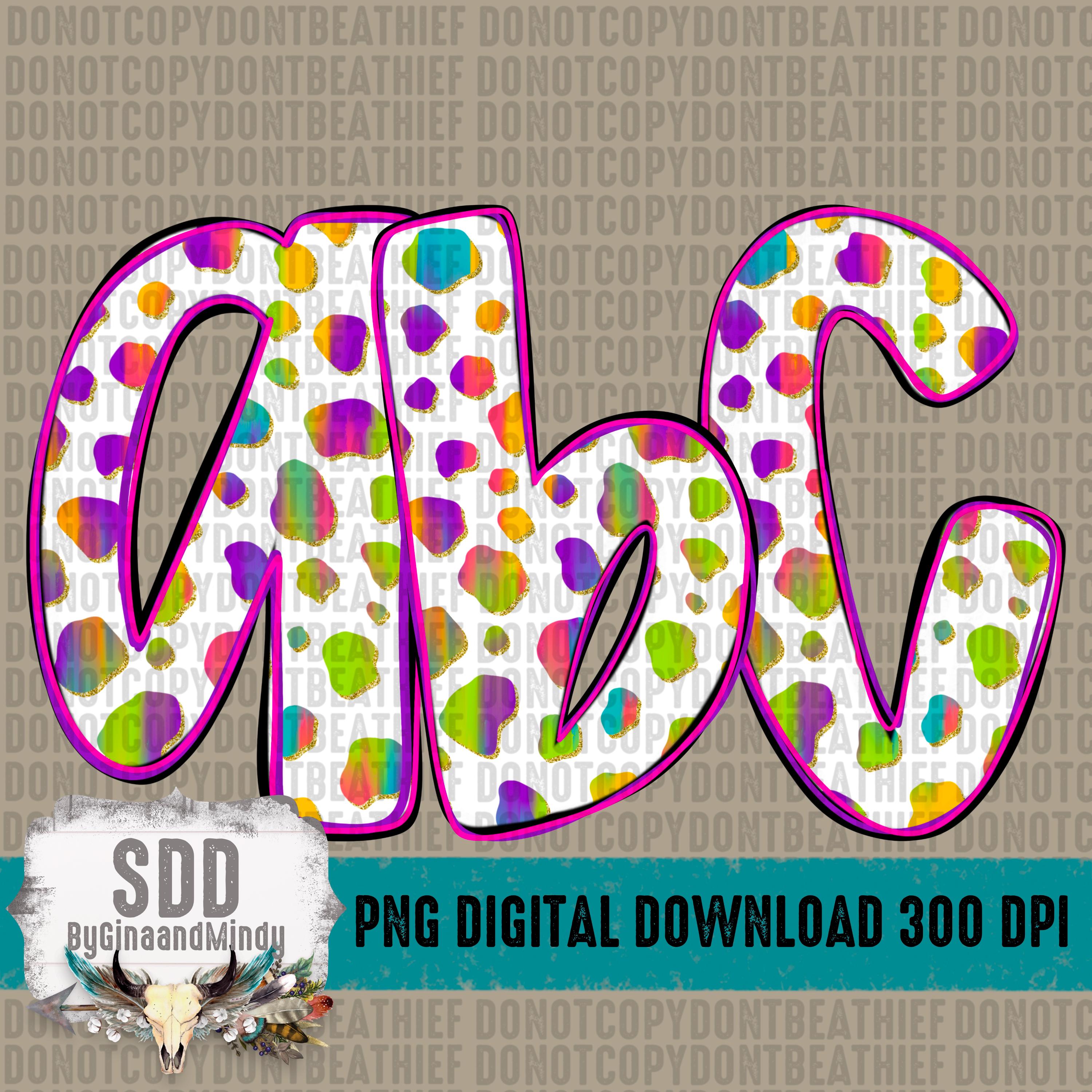 Colorful Brush Strokes and Leopard Doodle Alpha PNG Bundle Set | Doodle ...