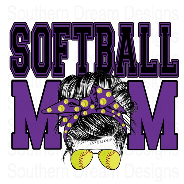 Purple Softball Mom Png - Etsy