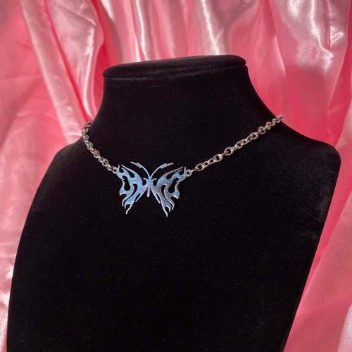 Stainless Steel Barbed Wire Wings Necklace Silver Choker Etsy