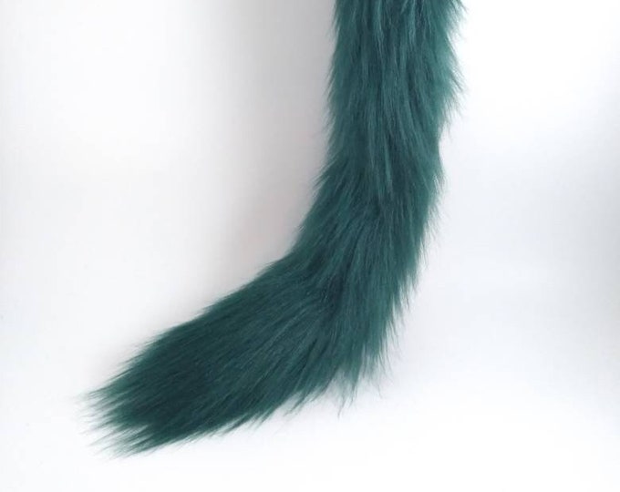 Dark Teal Fun Fuzzy Fuax Fur Clip-on Tail for Adults & Children ...