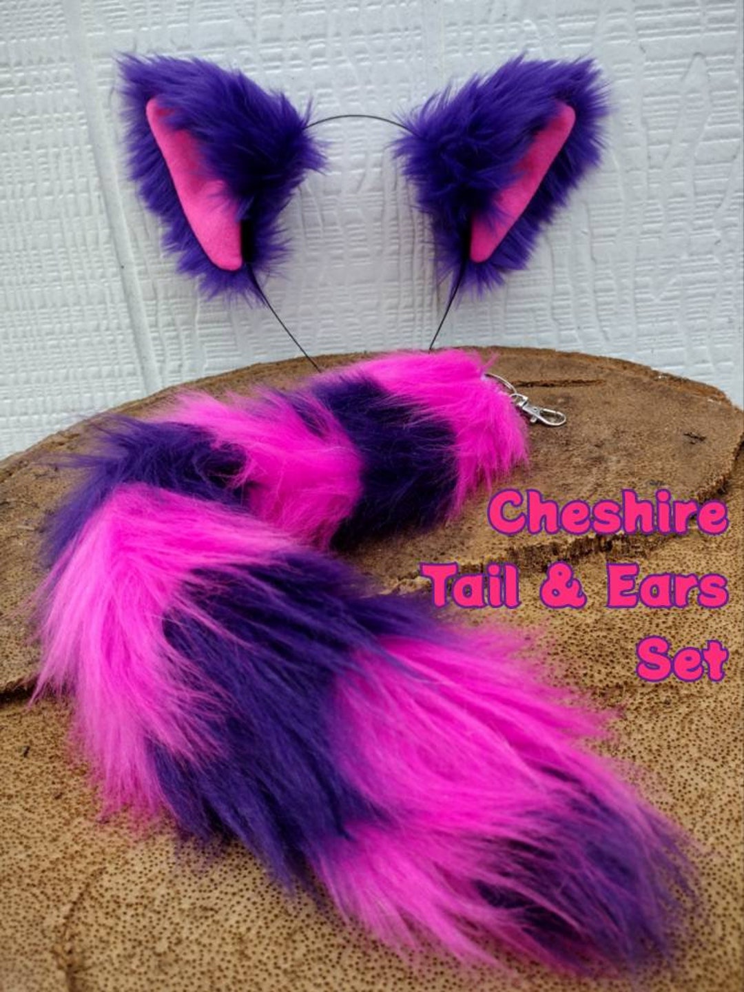 Cheshire Cat Tail and Ears Set: Clip-on Faux Fur Costume - Etsy