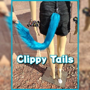 Peacock Blue Fun Fuzzy Faux Fur Clip-on Tail for Kids & Adults ...