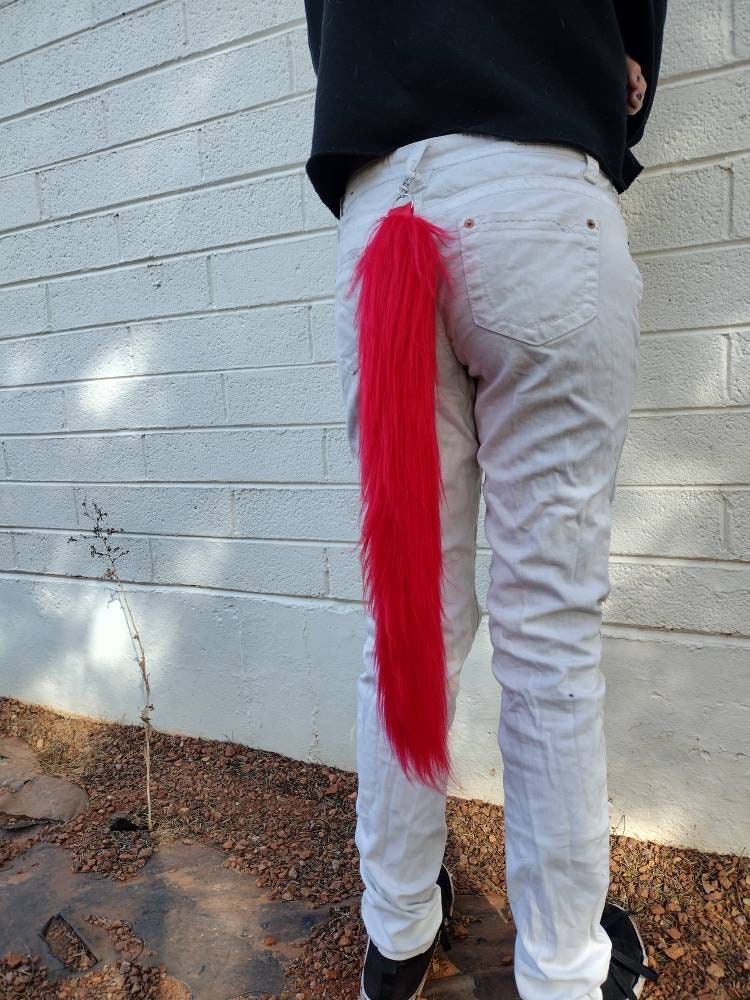 Bright Red Fun Fuzzy Faux Fur Clip-on Tail for Kids & Adults - Etsy