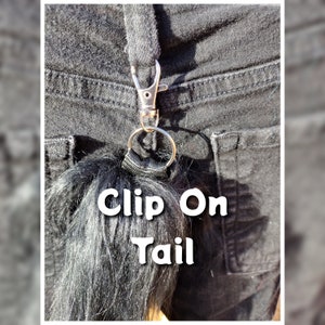 21" Black Fur Stuffed and Poseable Clip on Tail - Etsy
