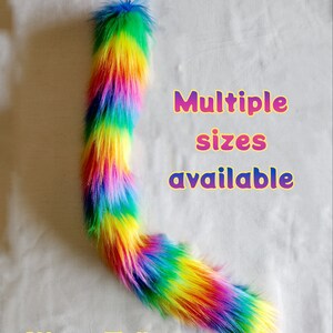 Bright Rainbow Clip-on Fun Fuzzy Faux Fur Tail for Kids & Adults ...