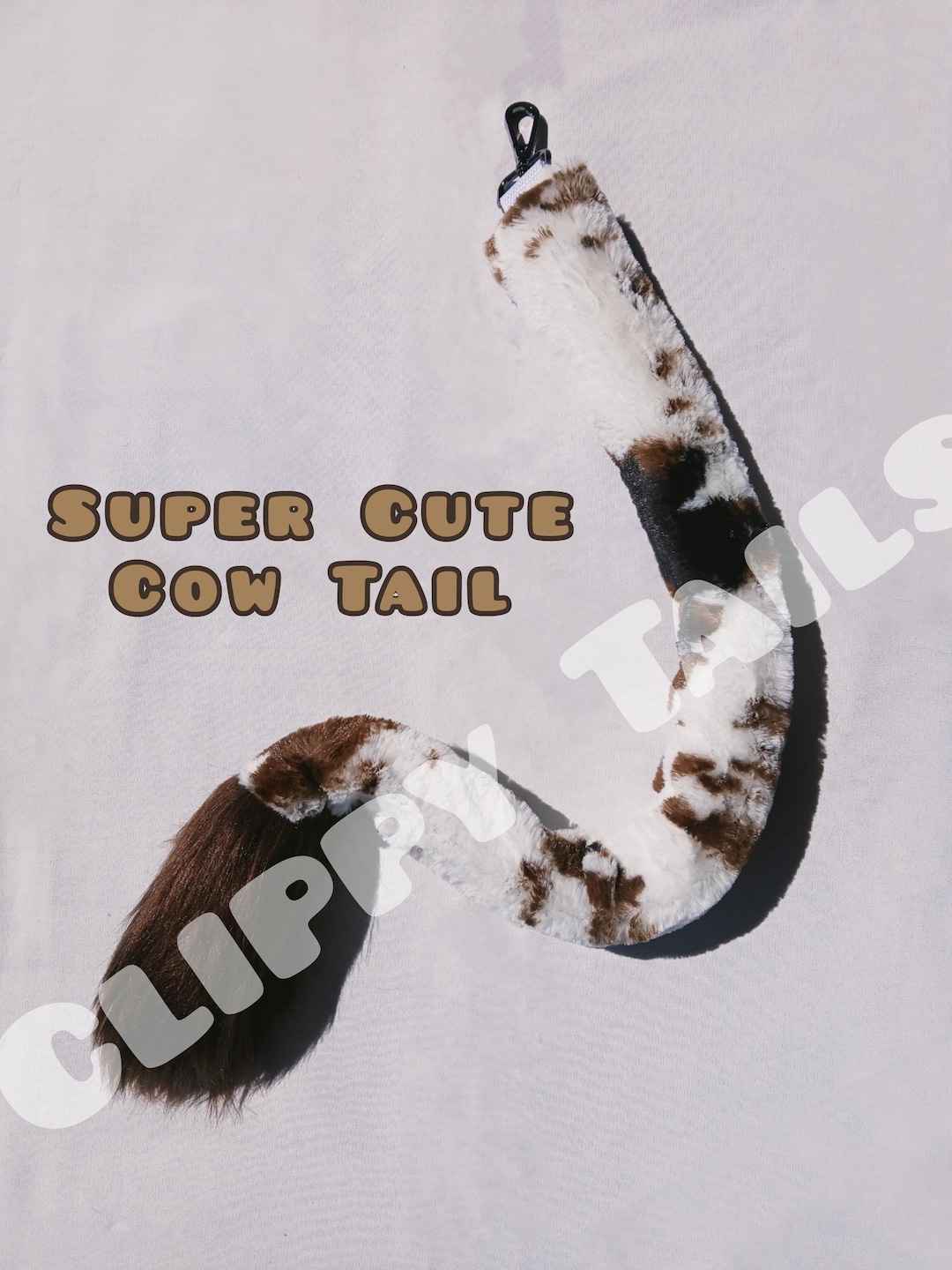 Cow Print Faux Fur Clip-on Tail: Poseable Costume Accessory - Etsy