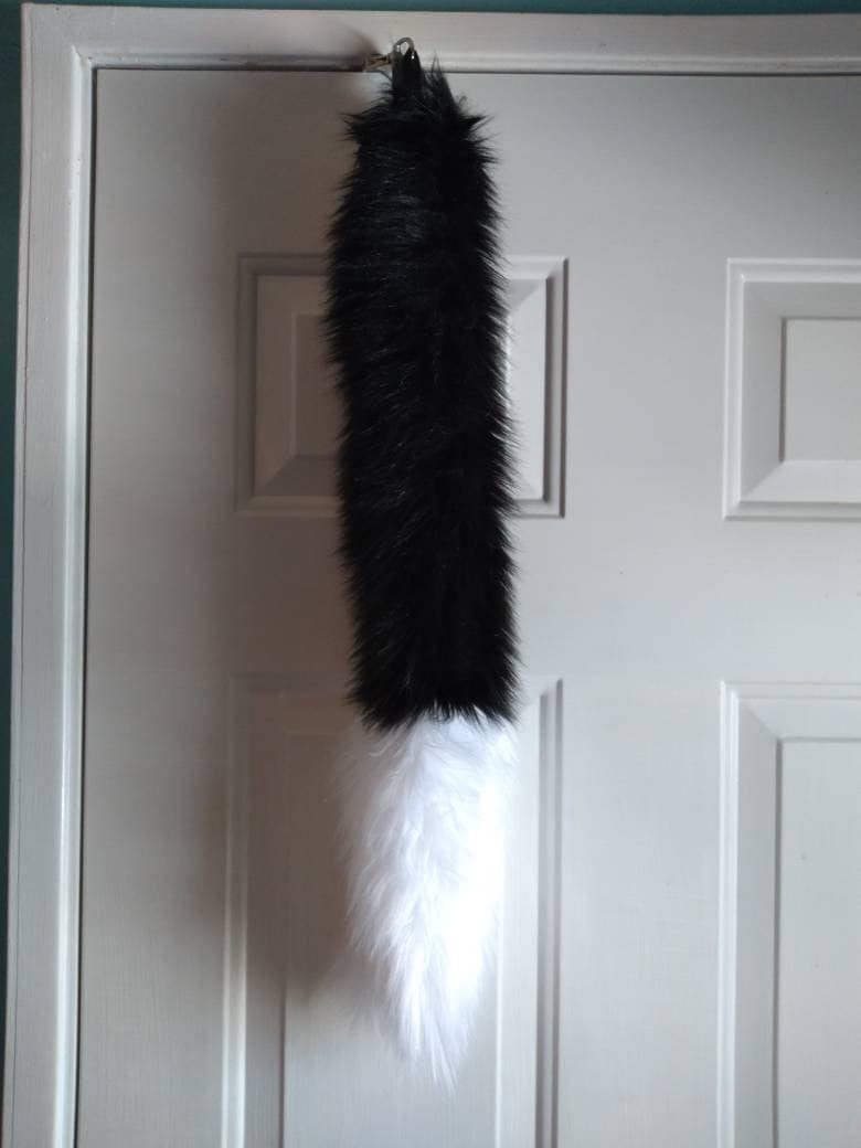 Black/white Clip-on Fun Fuzzy Faux Fur Tail for Kids & Adults - Etsy
