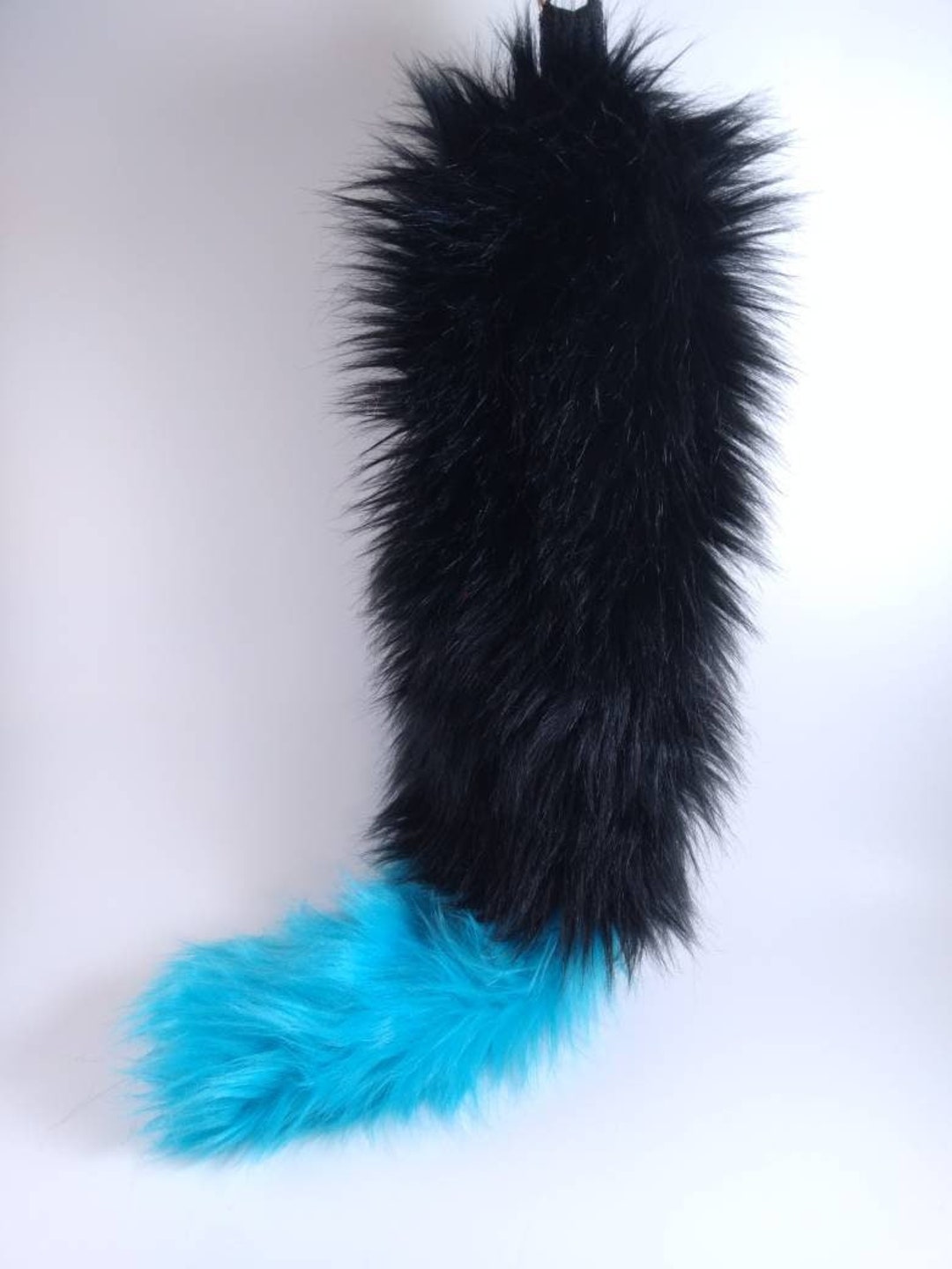 Black Faux Fur Tail With Blue Tip: Clip-on Costume Accessory - Etsy