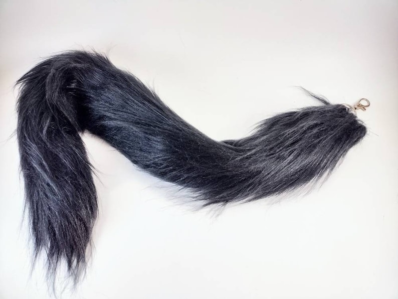 Black Wolf Fun Fuzzy Faux Fur Clip-on Tail for Kids & Adults - Etsy