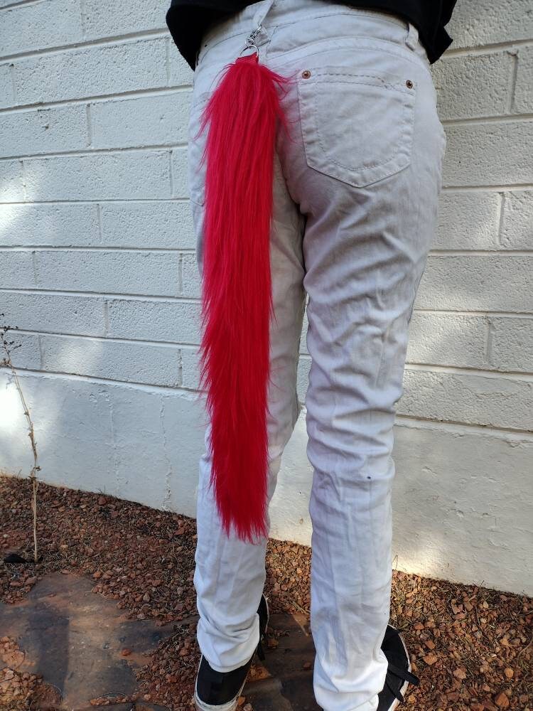 Bright Red Fun Fuzzy Faux Fur Clip-on Tail for Kids & Adults - Etsy