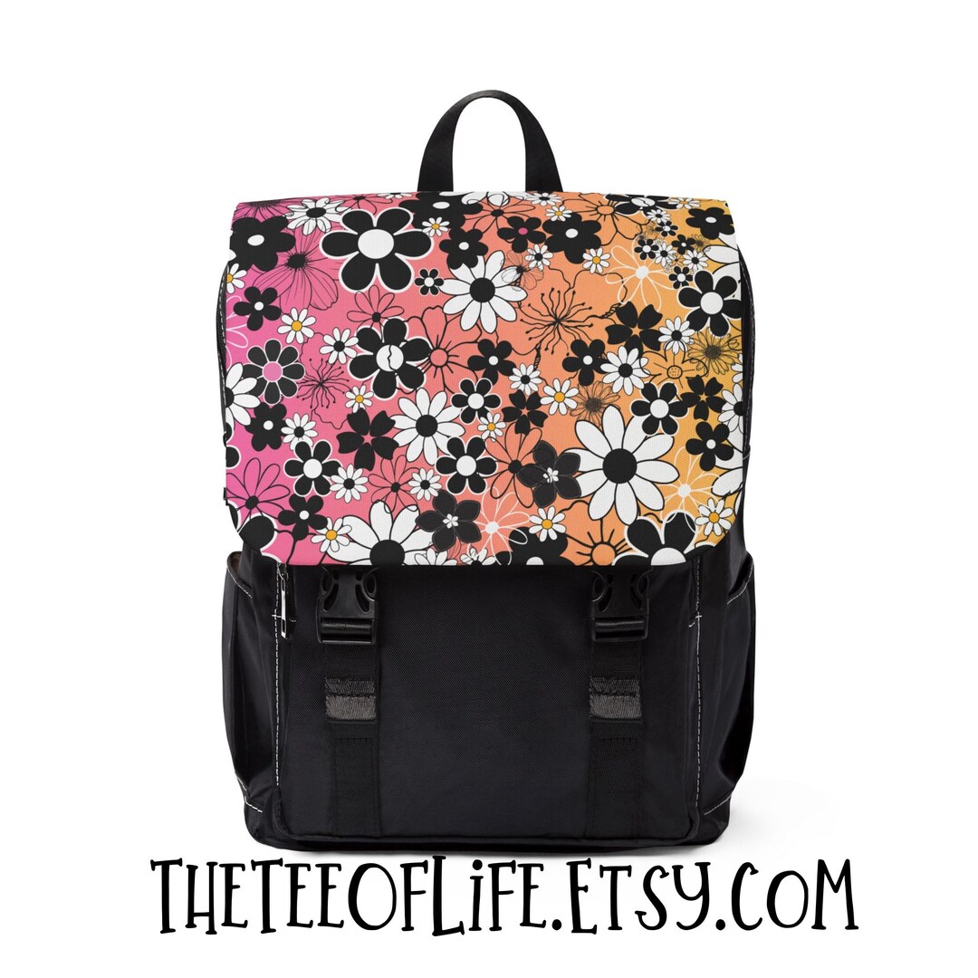 Pink Orange Yellow Daisy Shoulder Backpack, Mommy Backpack, Girly ...