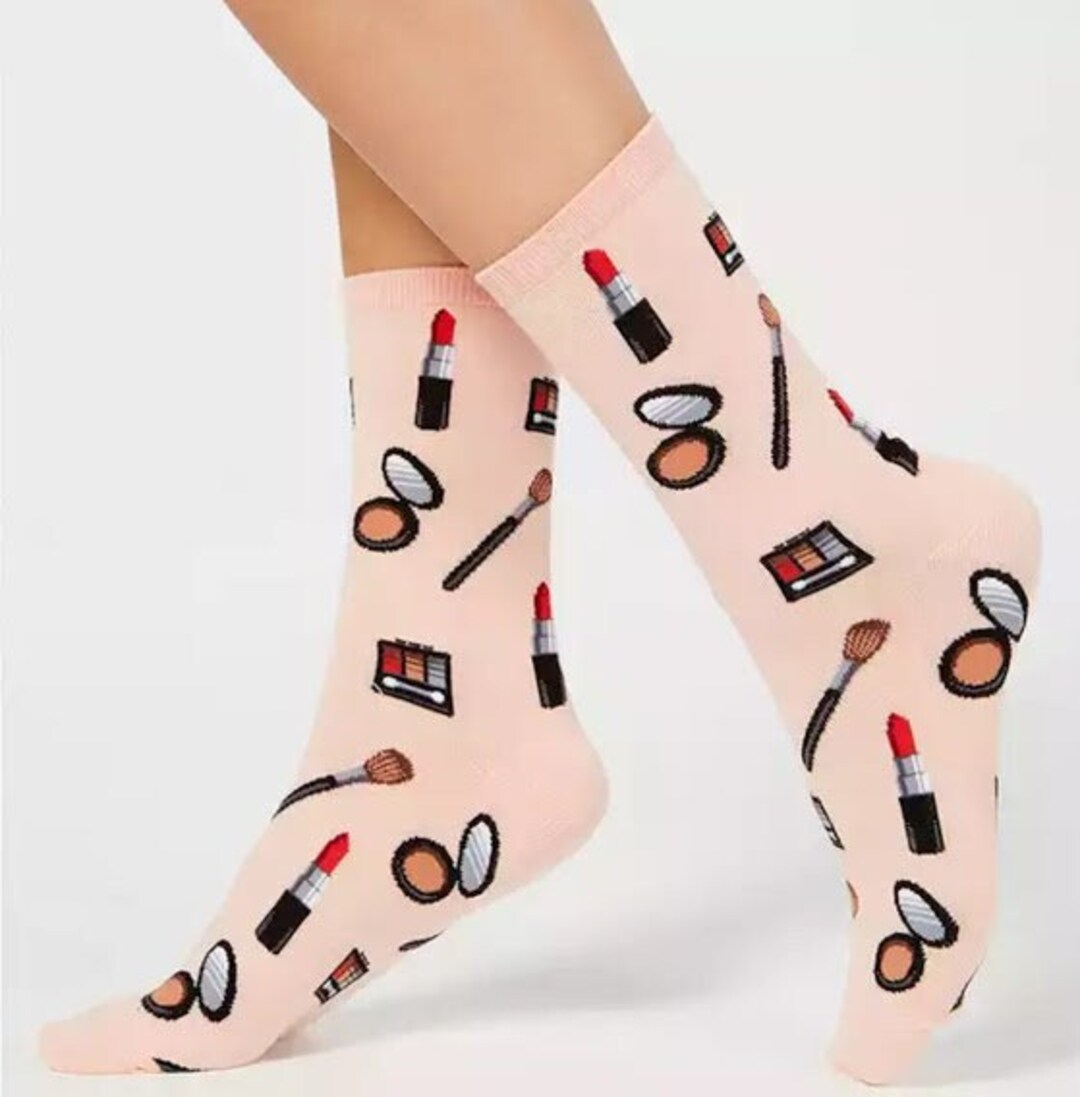 Women Makeup Socks, Fun Socks, Cool Socks, Makeup Patter Socks, Cotton ...