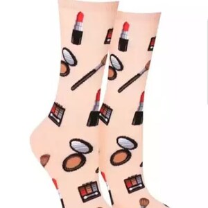Women Makeup Socks, Fun Socks, Cool Socks, Makeup Patter Socks, Cotton ...