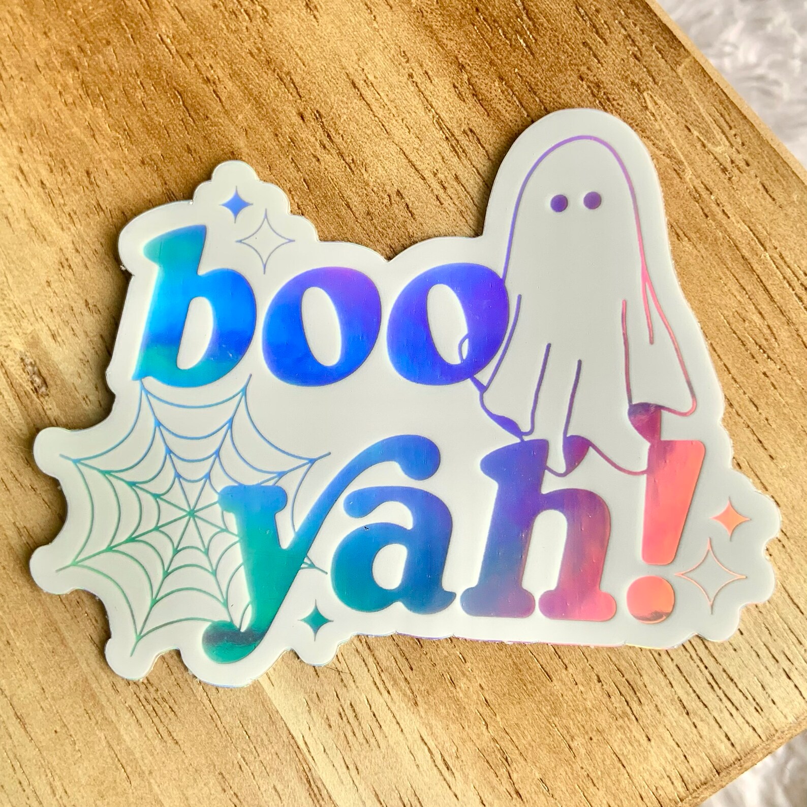 Vinyl Sticker Halloween Sticker Boo Yah Holographic - Etsy