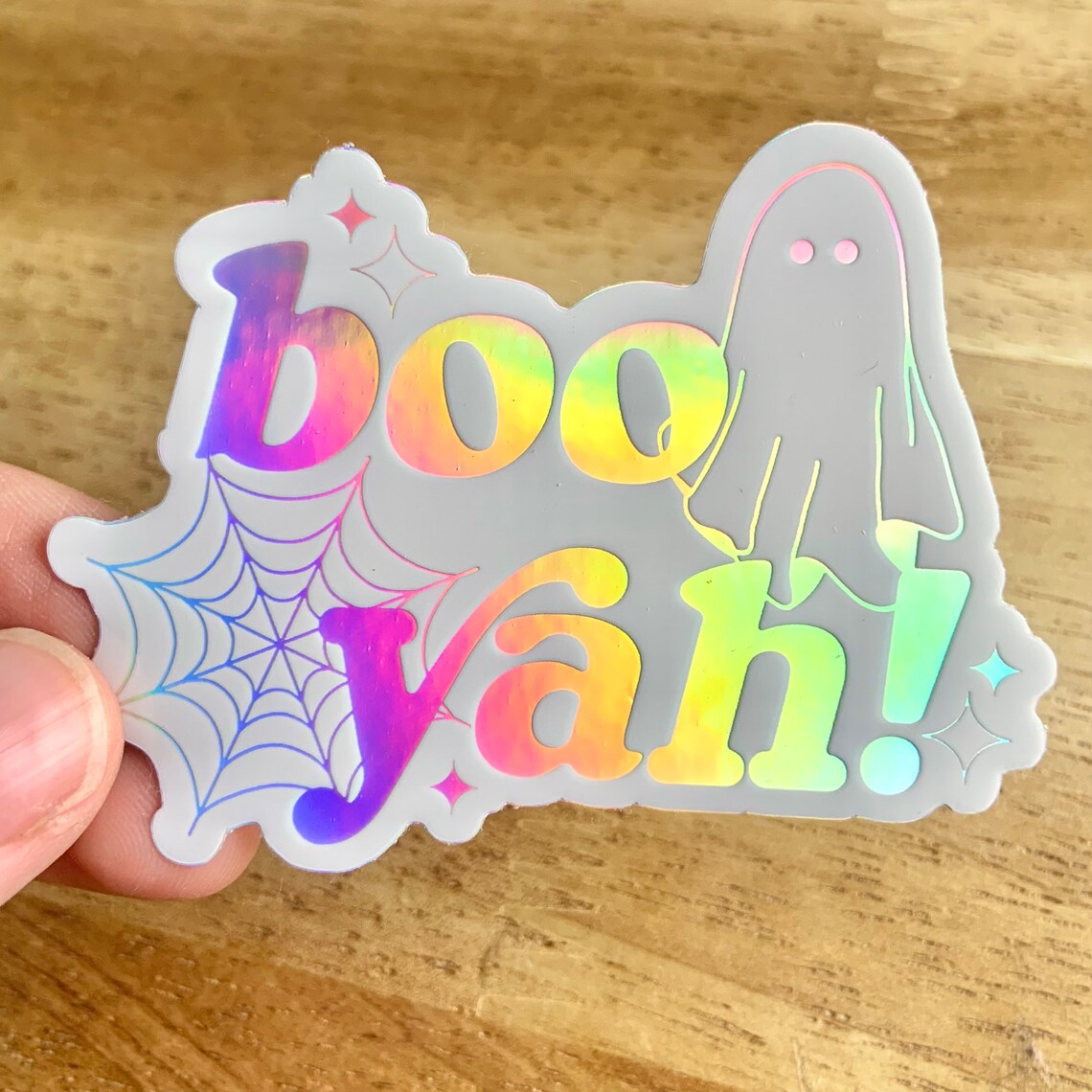Vinyl Sticker Halloween Sticker Boo Yah Holographic - Etsy