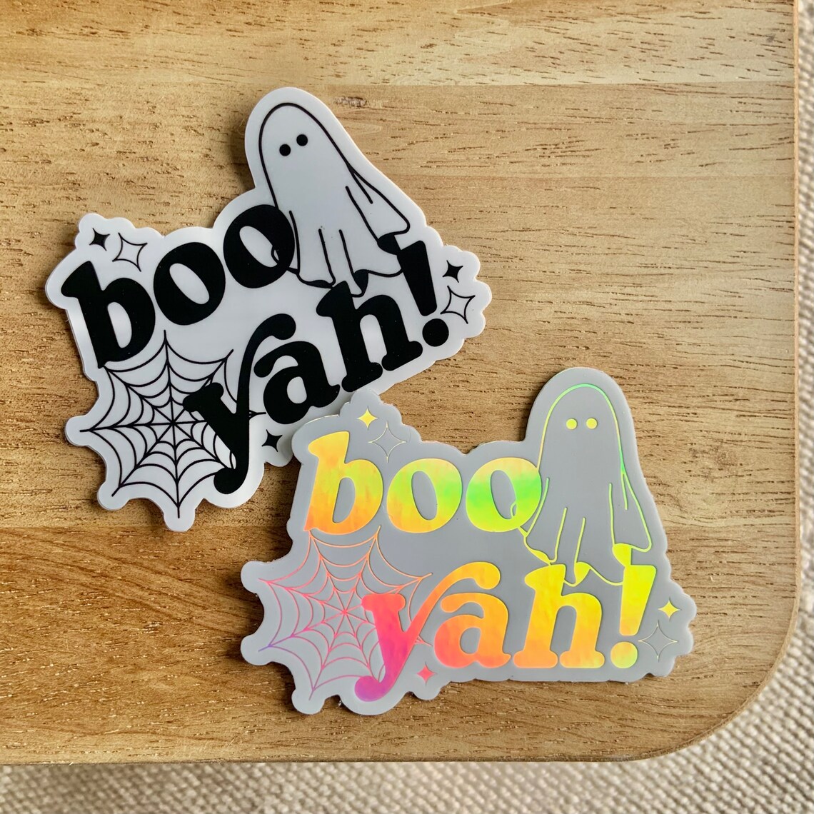 Vinyl Sticker Halloween Sticker Boo Yah Holographic - Etsy