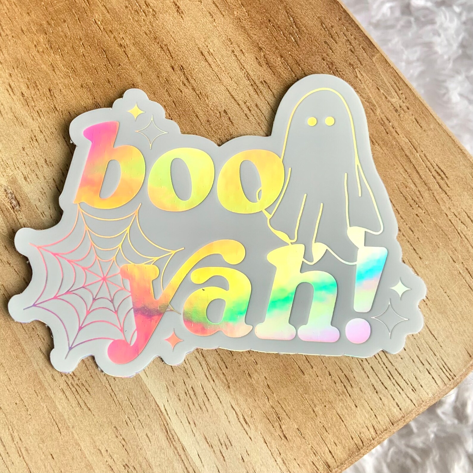 Vinyl Sticker Halloween Sticker Boo Yah Holographic - Etsy