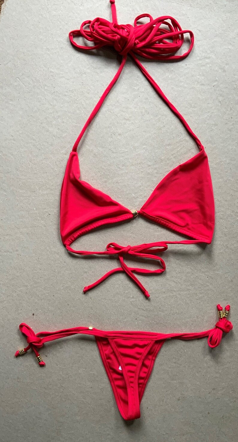 Hand Stitched Red String Bikini Set - Etsy 日本