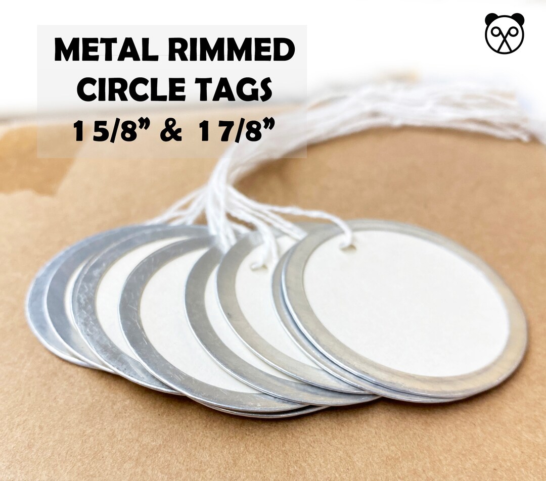 Blank Metal Rimmed Paper Circle Tags for Gifts, Favors, Goodie Bags ...