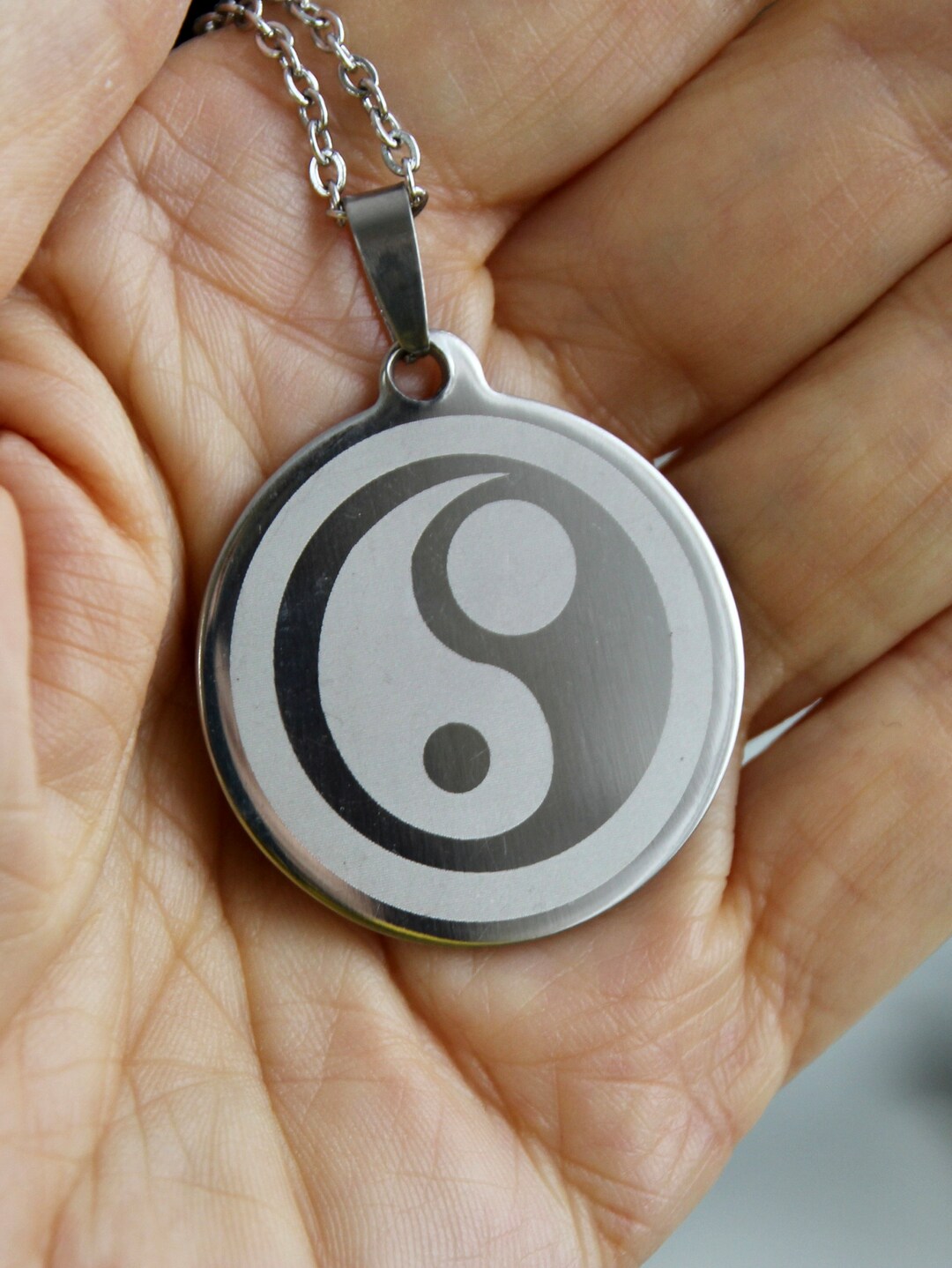 Stainless Steel Yin Yang Sun Pendant Necklace - Etsy