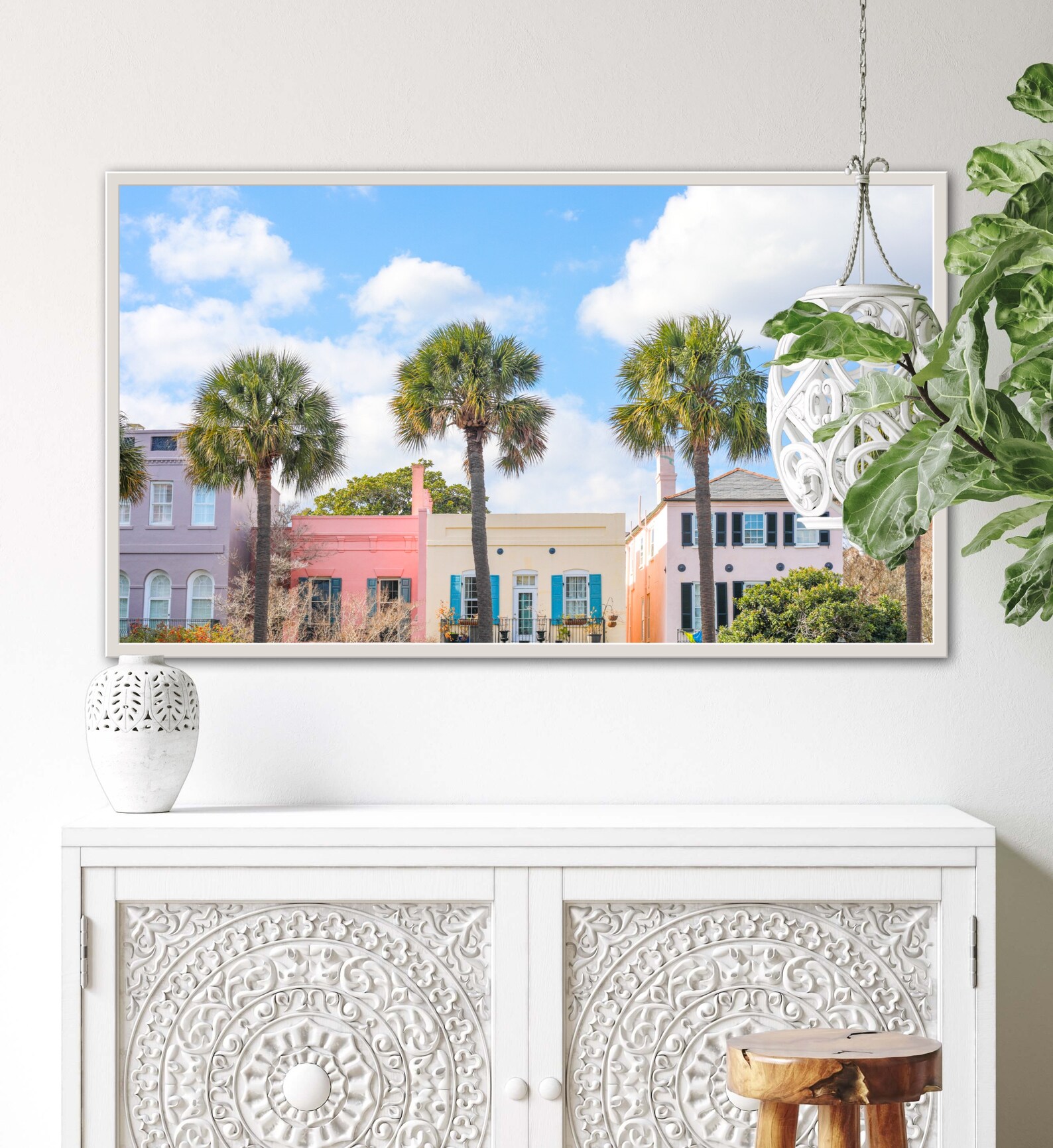 Samsung Frame TV Art - Rainbow Row - Palm Trees - Charleston, South ...