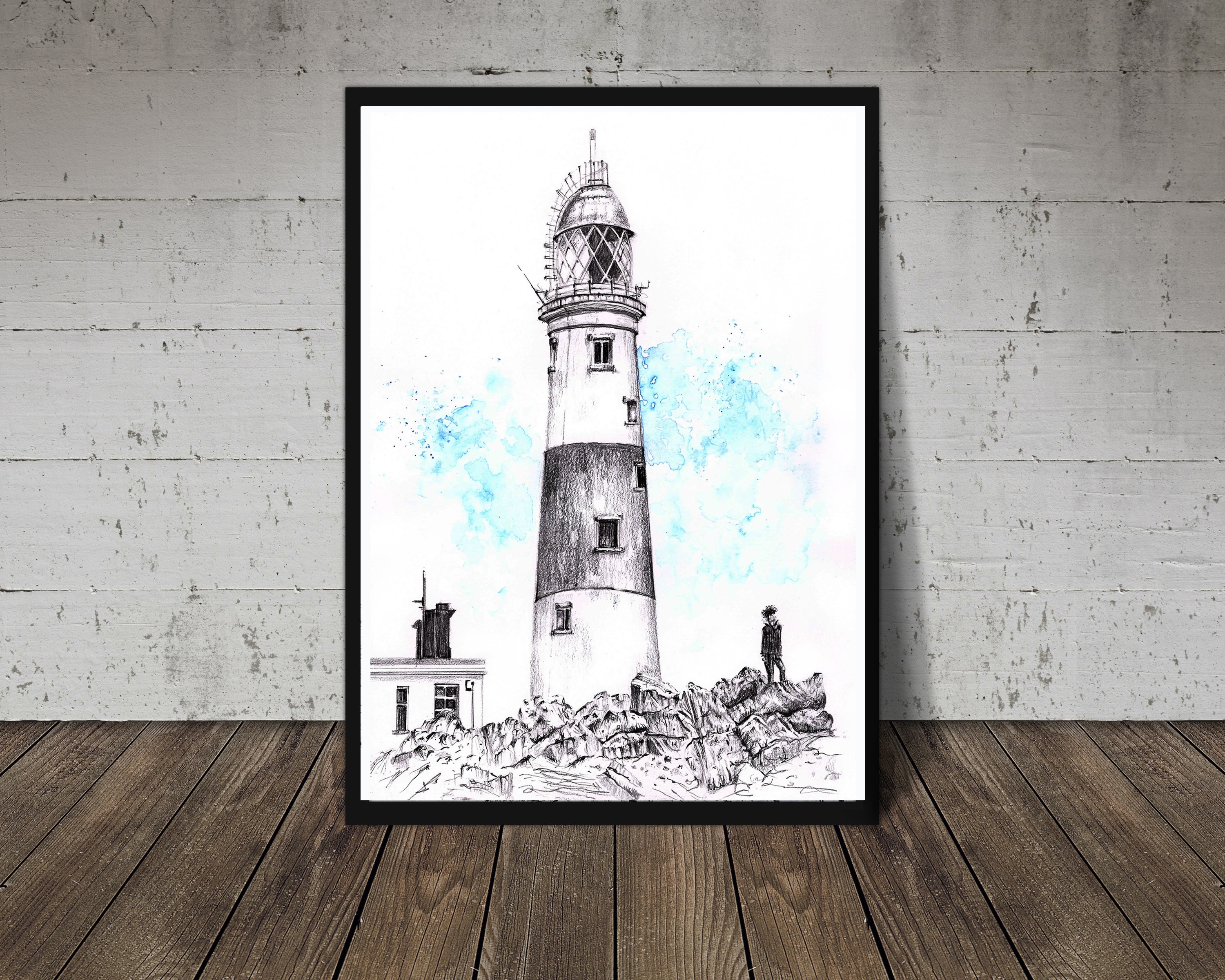 Lighthouse Print Portland Bill Lighthouse Seaside Art - Etsy UK